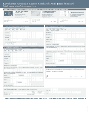 Fillable Online David Jones American Express Card and David Jones Fax ...