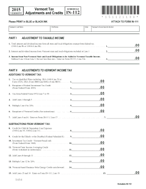 Fillable Online tax vermont ATTACH TO FORM IN -111 Fax Email Print ...