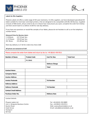 Fillable Online Phoenix Labels Order Form Fax Email Print - pdfFiller