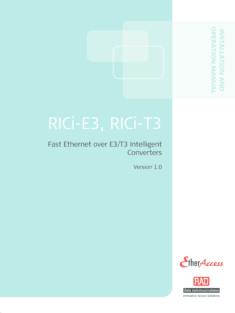 Fillable Online RICi-E3 RICi-T3 - RAD Data Communications Fax Email ...