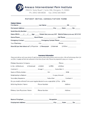 Fillable Online Updated Initial Consultation and Patient Information ...