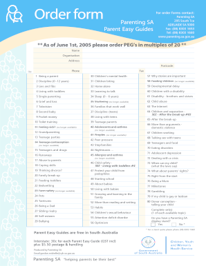 Fillable Online Peg order form June 05 2 - CYH Fax Email Print - pdfFiller
