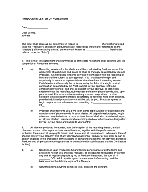 Fillable Online PRODUCERS LETTER OF AGREEMENT Fax Email Print - pdfFiller