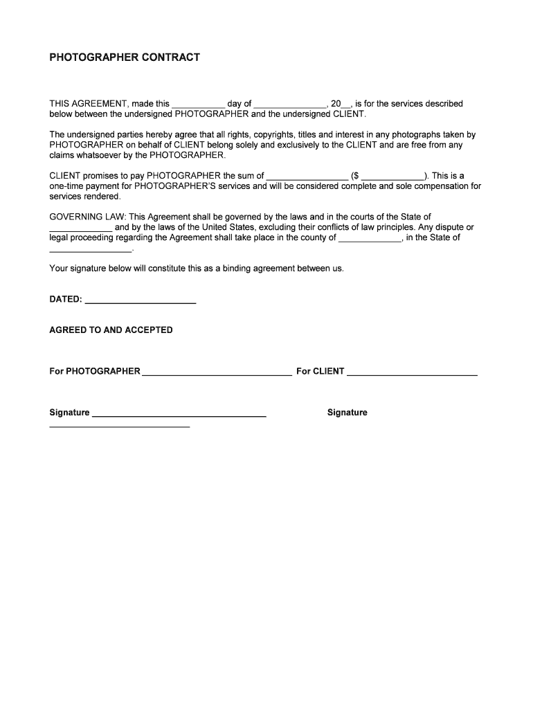 Fillable Online PHOTOGRAPHER CONTRACT - Welcome to The Music Office Online Fax Email Print ...