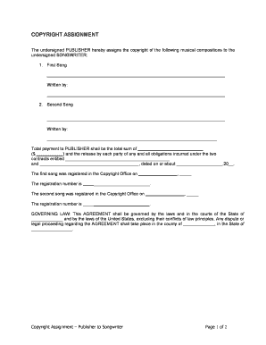 Fillable Online Copyright Assignments-Publisher to Songwriter Fax Email ...
