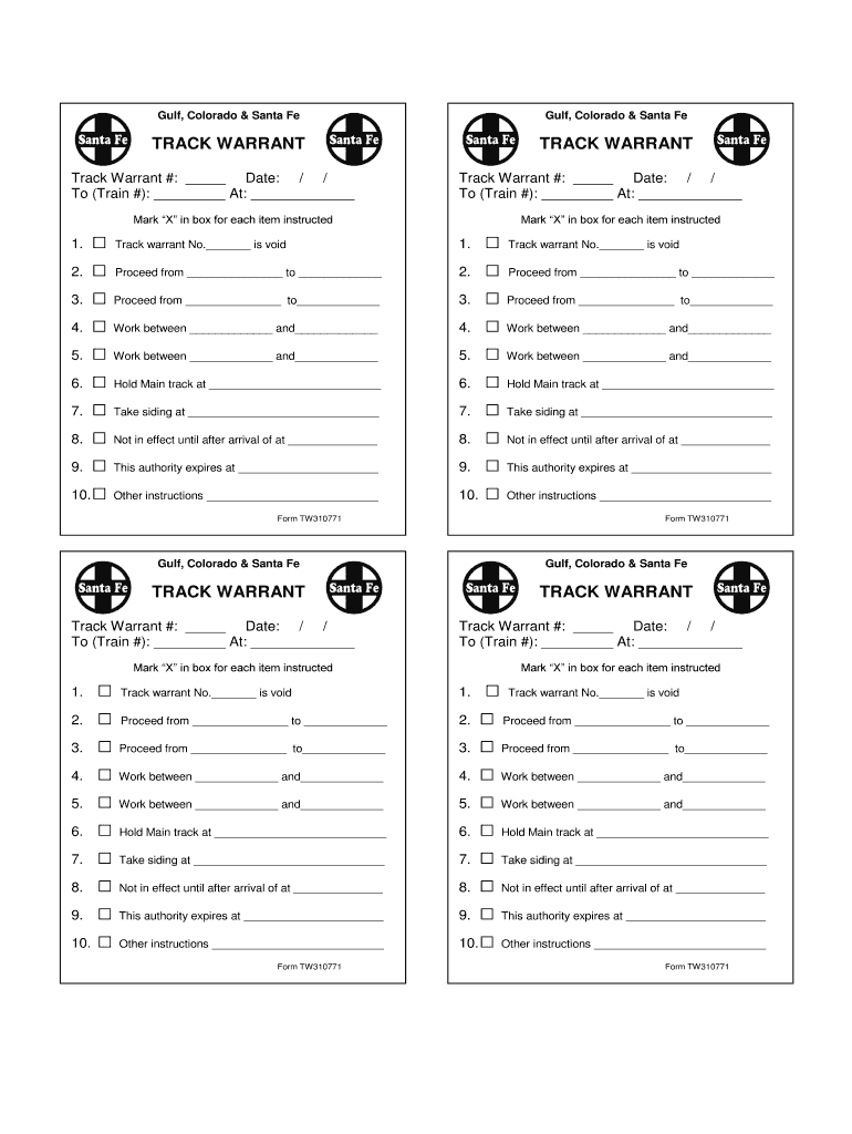 Fillable Online TRACK WARRANT - iiNet Fax Email Print - pdfFiller