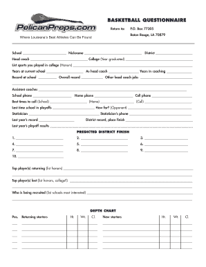 Fillable Online BASKETBALL QUESTIONNAIRE - ctyimgcom Fax Email Print ...