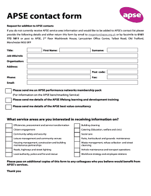 Fillable Online APSE contact form Fax Email Print - pdfFiller