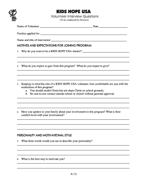 Fillable Online Volunteer Interview Questions Fax Email Print - pdfFiller