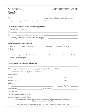 Fillable Online St Monica Gift Intent Form Parish Fax Email Print ...