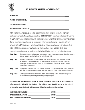 STUDENT TRANSFER AGREEMENT - Mission America Coalition - Fill and Sign ...