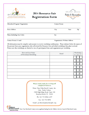Fillable Online primetimepbc 2014 Resource Fair Participant Flyer and ...