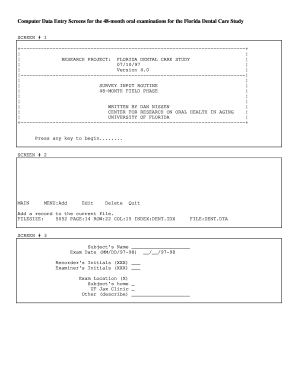 Fillable Online Computer Data Entry Screens for the 48-month oral Fax ...