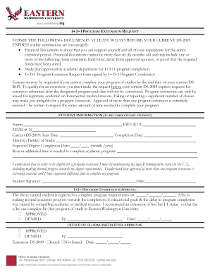 Fillable Online 121 PROGRAM EXTENSION REQUEST - EWU Global Fax Email Print - pdfFiller