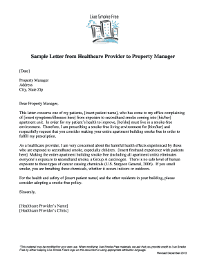 Fillable Online Sample Letter from Healthcare Provider to Property ...