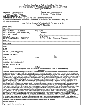 Fillable Online americanwaterspanielclub 2015-06 2 21 AKC Spaniel Hunt ...