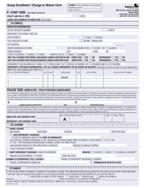 Fillable Online Group Enrollment Change or Waiver Form COBRA 5900 O Fax Email Print - pdfFiller
