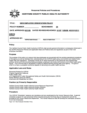 Fillable Online Personnel Policies and Procedures - hertfordpublichealthcom Fax Email Print ...