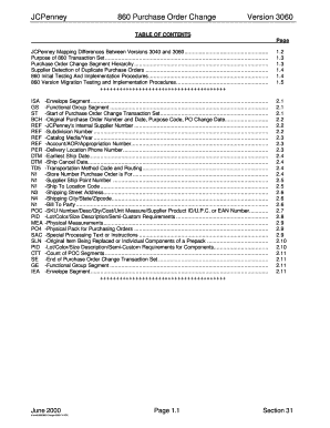Fillable Online JCPenney 860 Purchase Order Change Version 3060 Fax Email Print - pdfFiller