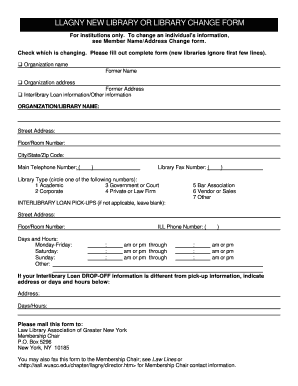 Fillable Online llagny LLAGNY New Library or Library Change Form ...