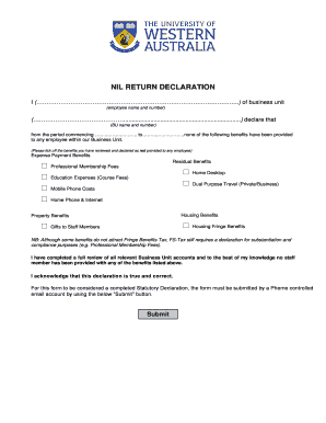 Fillable Online finserv uwa edu Nil Return Benefit Declarationv2doc Fax ...