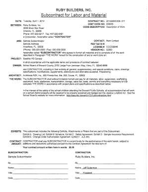 Fillable Online Sample Subcontract Agreementpdf Fax Email Print - pdfFiller