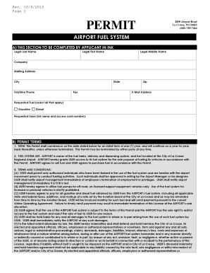 Fillable Online Airport Fuel System Permit - La Crosse Regional Airport ...