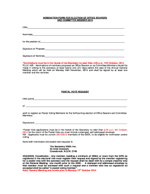 Fillable Online NOMINATION FORM FOR ELECTION OF OFFICE BEARERS-2 Fax ...