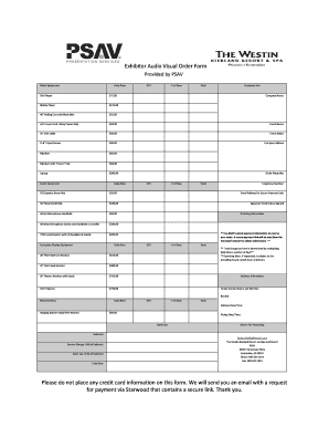 Fillable Online meeting handsurgery Exhibitor Audio Visual Order Form ...