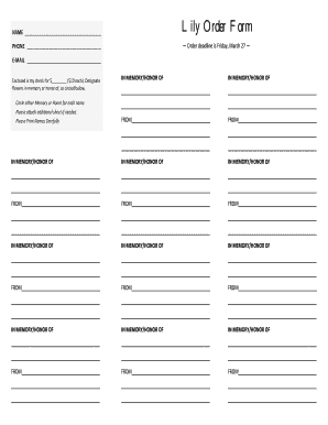 Fillable Online Easter Lily Order Form - Idlewild Presbyterian Church ...