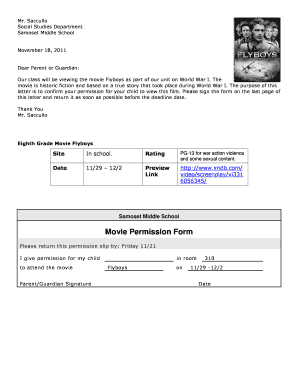 Fillable Online Movie Permission Form - Your History Site Fax Email ...