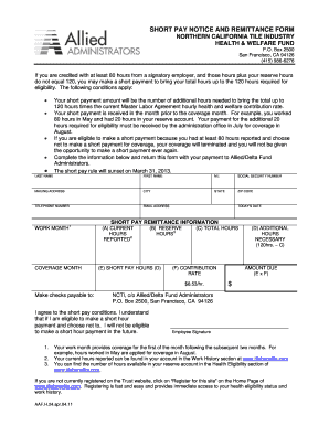 Fillable Online Short Pay Remittance Form Fax Email Print - pdfFiller