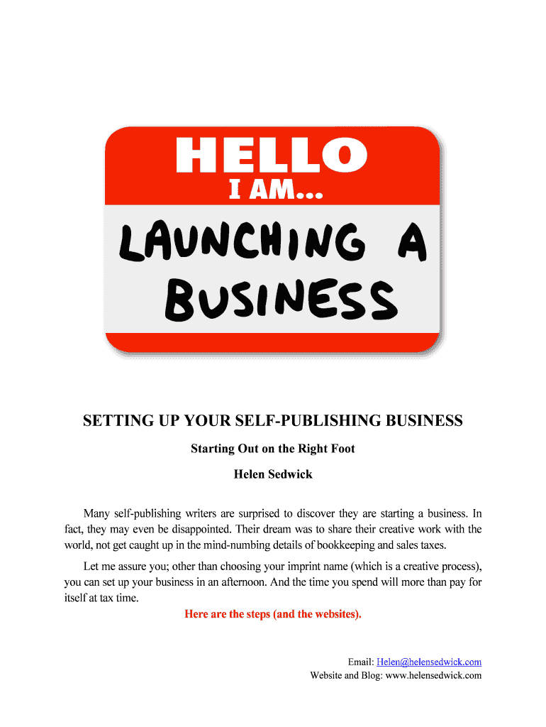 Fillable Online SETTING UP YOUR SELF-PUBLISHING BUSINESS Fax Email ...