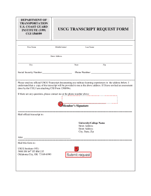 Fillable Online csn INSTRUCTIONS for completing the Transcript Request ...