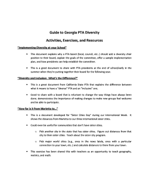 Fillable Online Guide to Georgia PTA Diversity Fax Email Print - pdfFiller