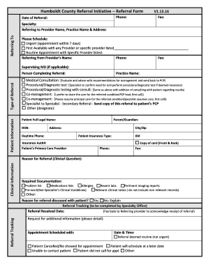 Fillable Online Humboldt County Referral Initiative Referral Form V1 Fax Email Print - pdfFiller