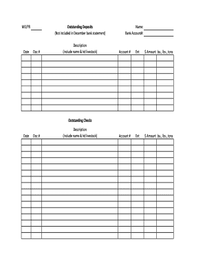Fillable Online Outstanding Checks Deposits Fax Email Print - pdfFiller