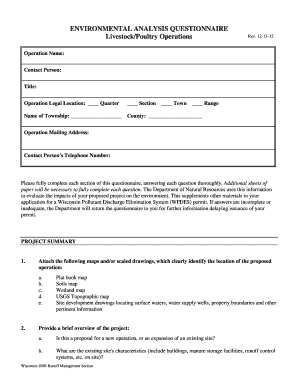 Fillable Online ENVIRONMENTAL ANALYSIS QUESTIONNAIRE Fax Email Print ...