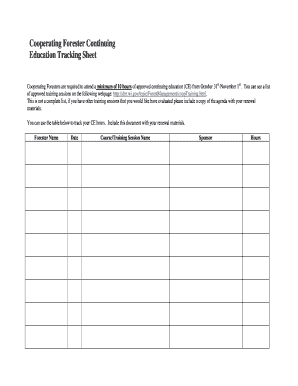 Fillable Online Cooperating Forester Continuing Education Tracking ...