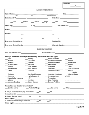 Fillable Online CHART #: PATIENT INFORMATION Date: Patient Name: Last ...