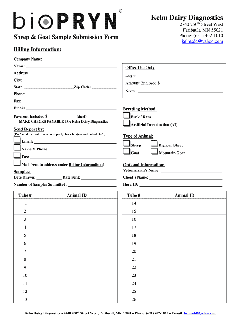 Fillable Online kelm dairy diagnostics Fax Email Print - pdfFiller