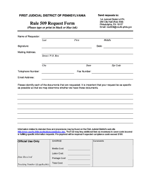Fillable Online fjd phila Rule 509 Request Form Philadelphia PA 19107 ...