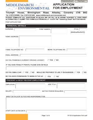 Fillable Online cieem APPLICATION FOR EMPLOYMENT - CIEEM Fax Email ...