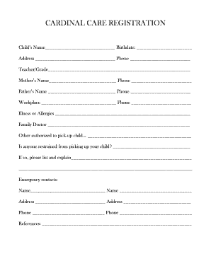 Fillable Online wccardinals CARDINAL CARE REGISTRATION - Washington ...