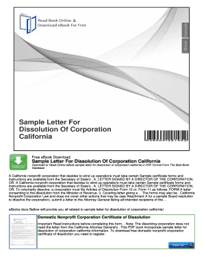 Fillable Online Sample Letter For Dissolution Of Corporation California ...