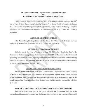 Fillable Online Plan of Complete Liquidation and Dissolution - KHIE ...