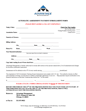 Fillable Online AUTOMATIC ASSESSMENT PAYMENT ENROLLMENT FORM Fax Email ...