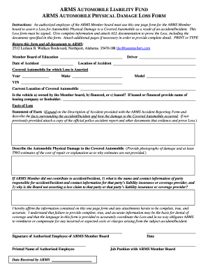 Fillable Online Arms Apd Loss Formpdf Fax Email Print - pdfFiller