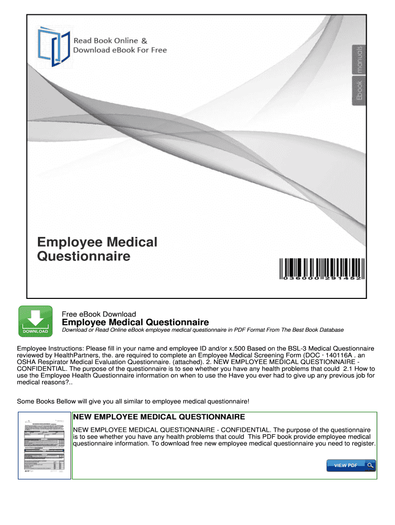 Fillable Online Employee Medical Questionnaire - nocReadCom Fax Email ...