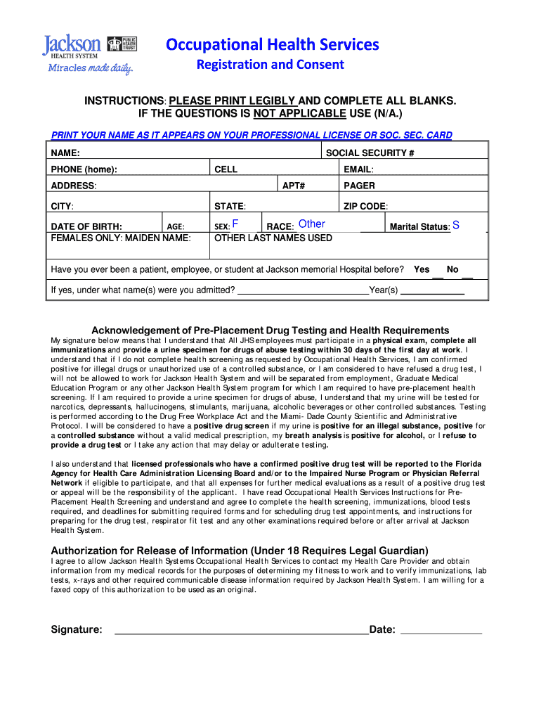 Fillable Online jhsmiami Occupational Health Services OHS - jhsmiamiorg ...